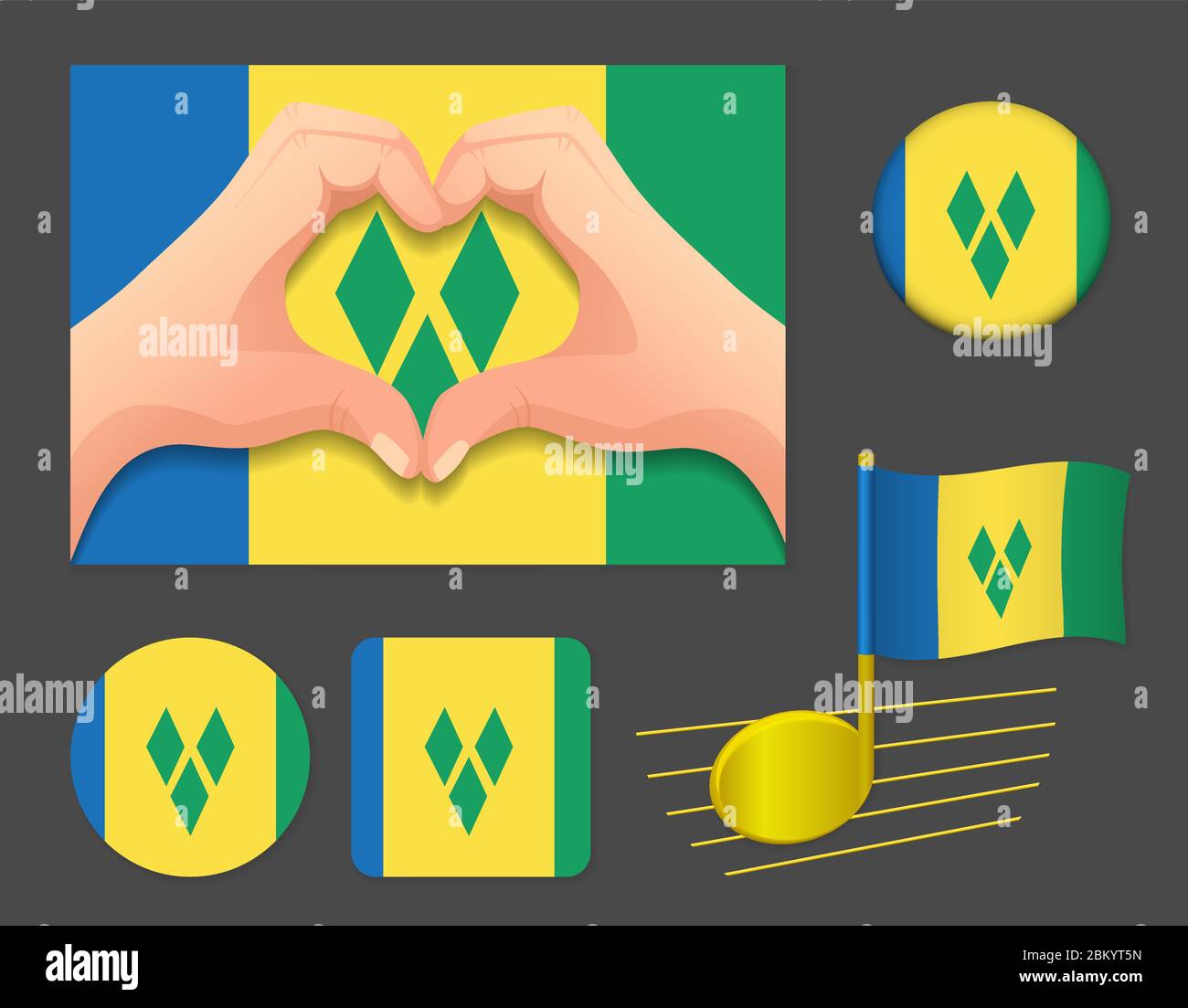 Saint Vincent and the Grenadines flag icon. National flag of Saint ...