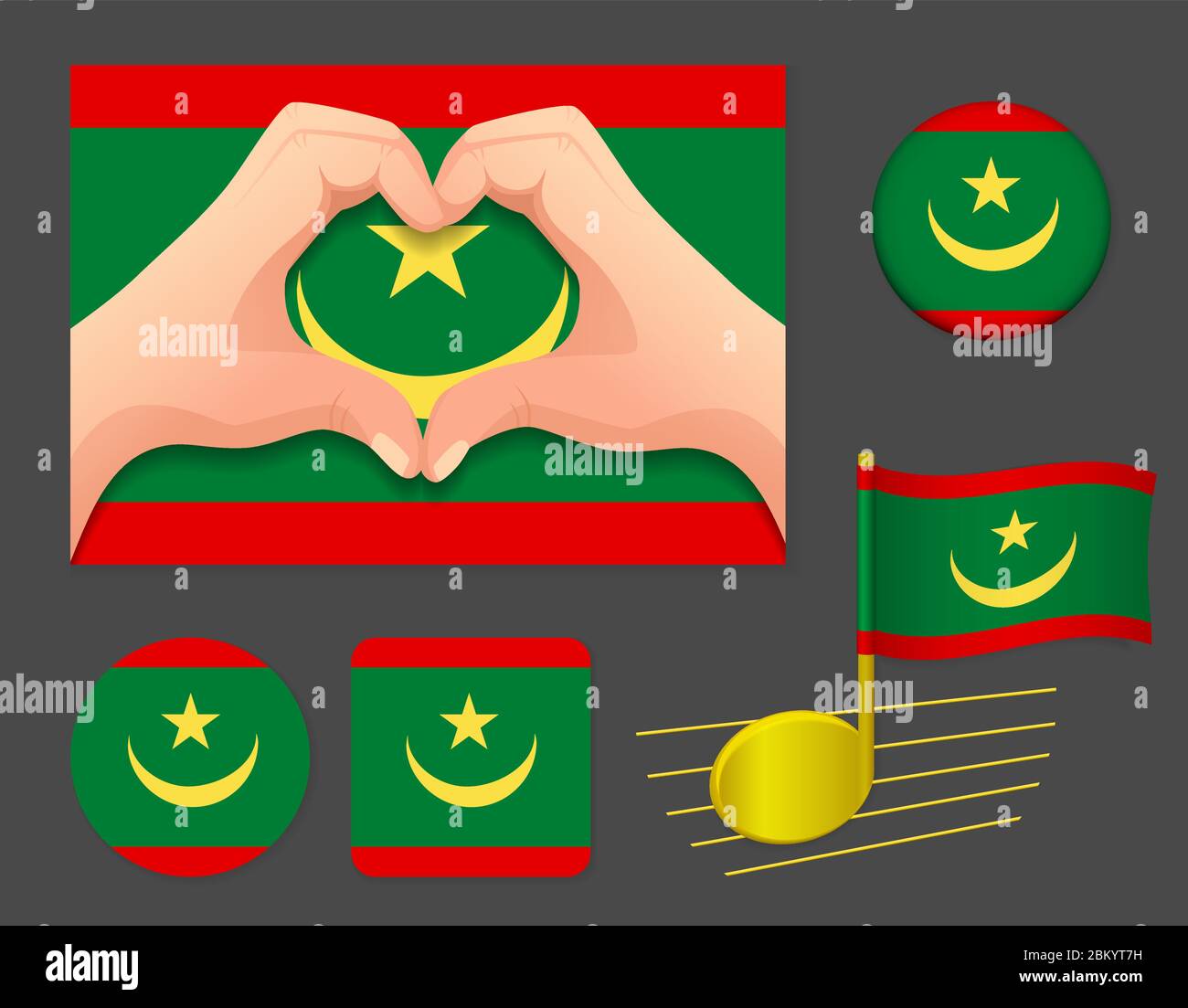 Mauritania Flag Icon National Flag Of Mauritania Vector Illustration