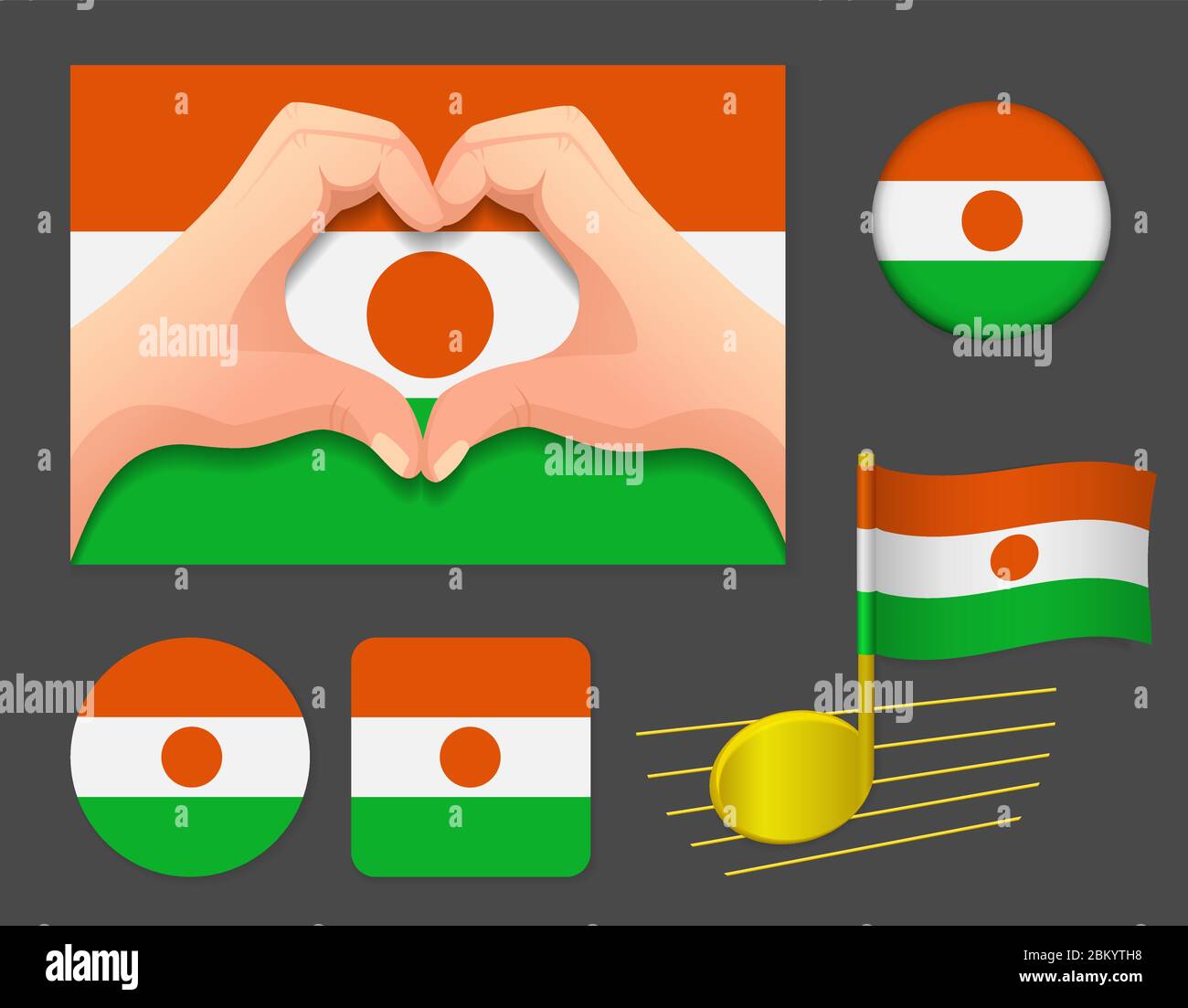 Niger flag icon. National flag of Niger vector illustration Stock ...