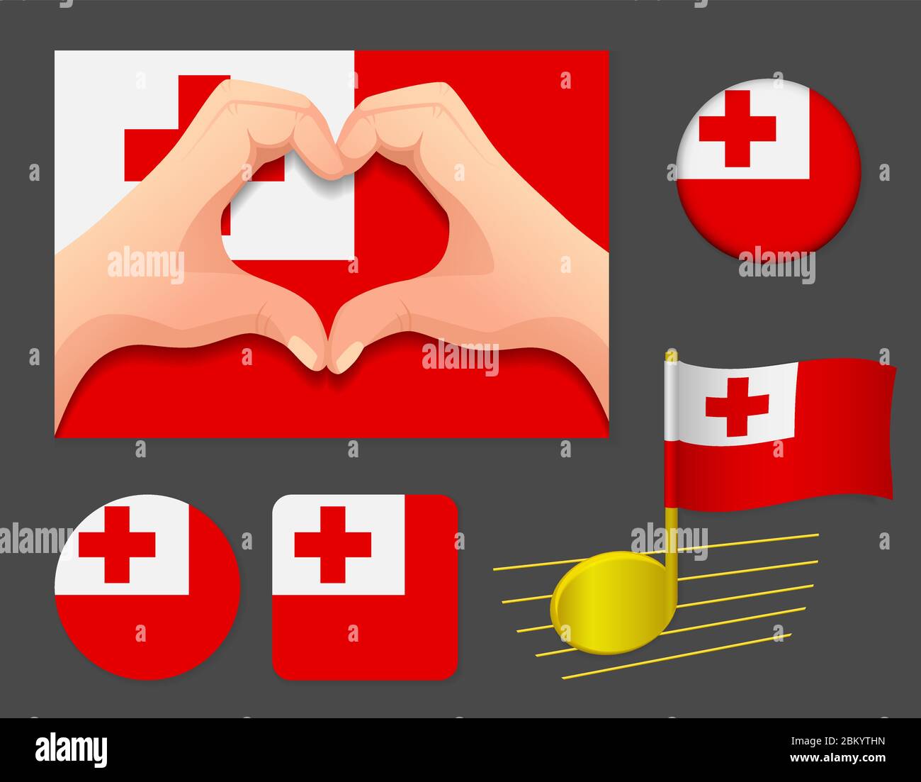 Tonga flag icon. National flag of Tonga vector illustration Stock ...