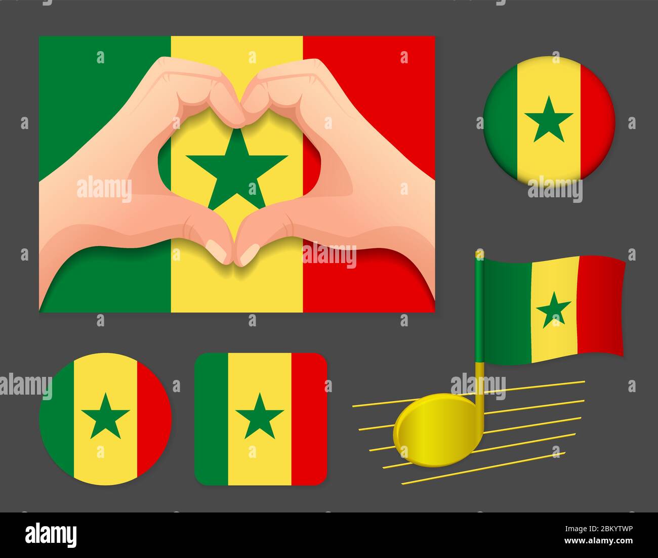 Senegal flag icon. National flag of Senegal vector illustration Stock ...