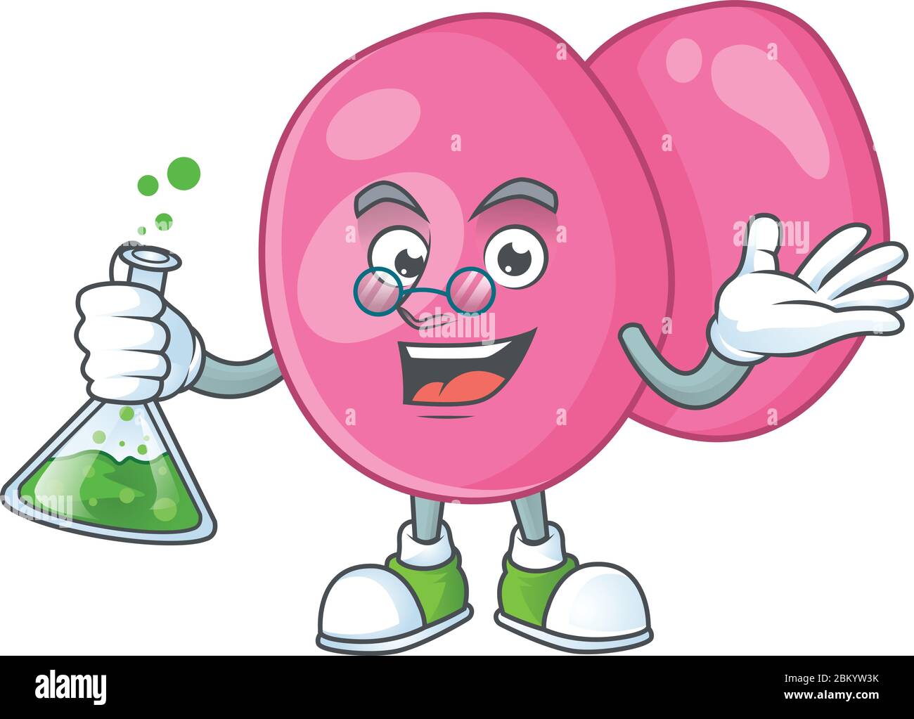 Streptococcus pyogenes genius Professor Cartoon character holding glass ...