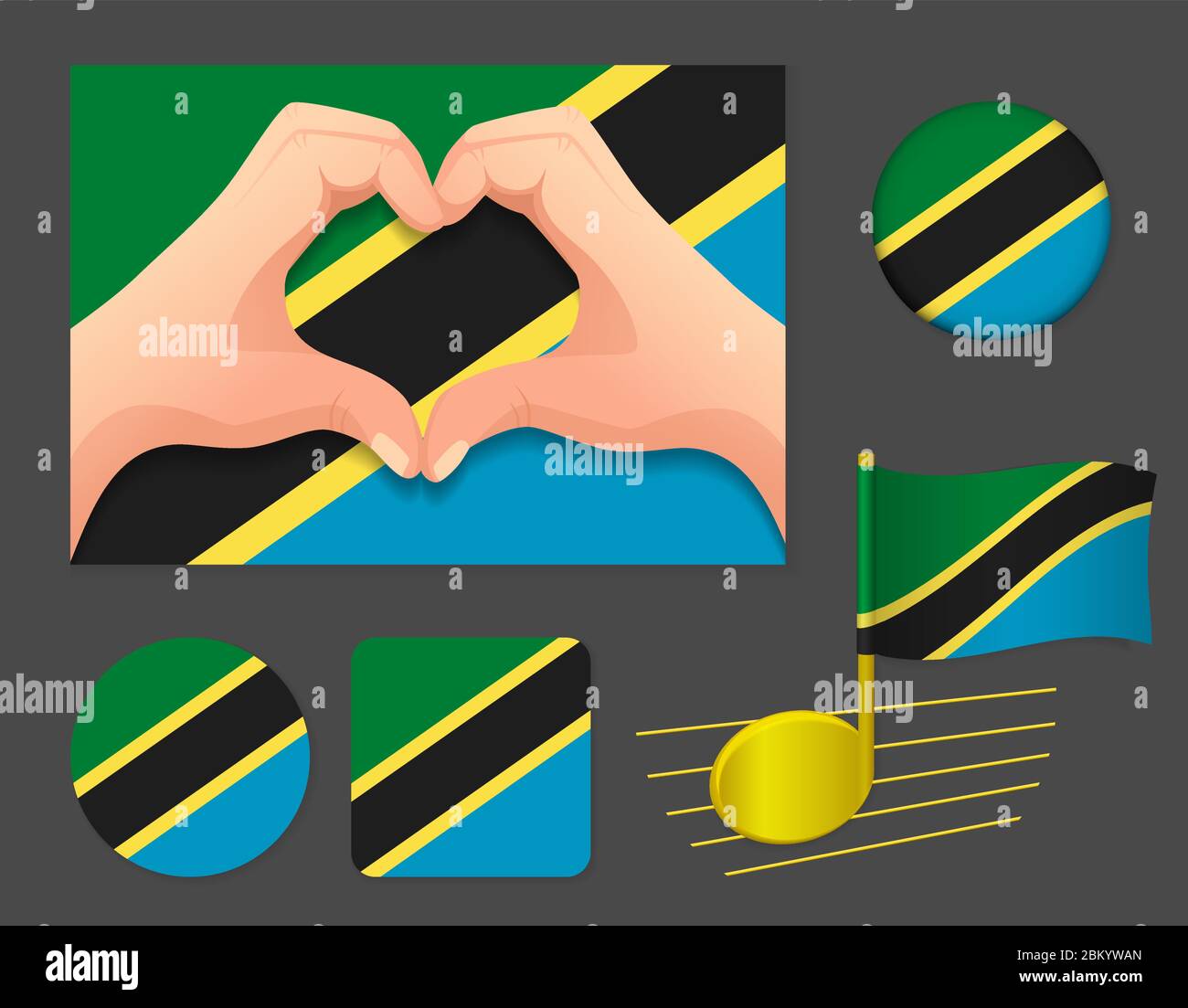 Tanzania flag icon. National flag of Tanzania vector illustration Stock ...