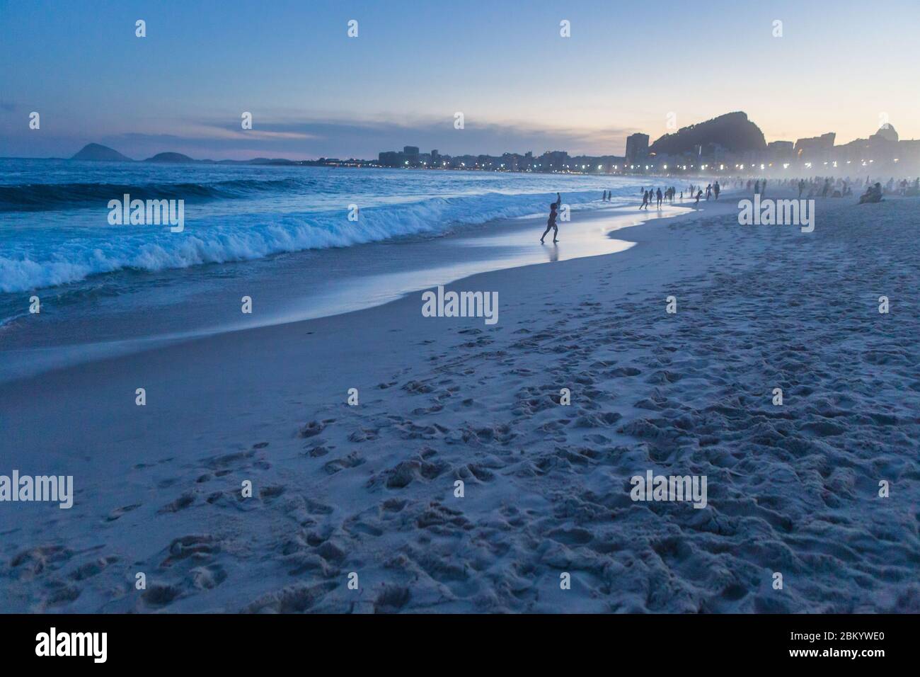Copacabana beach at night, Rio de Janeiro, Brazil Stock Photo - Alamy