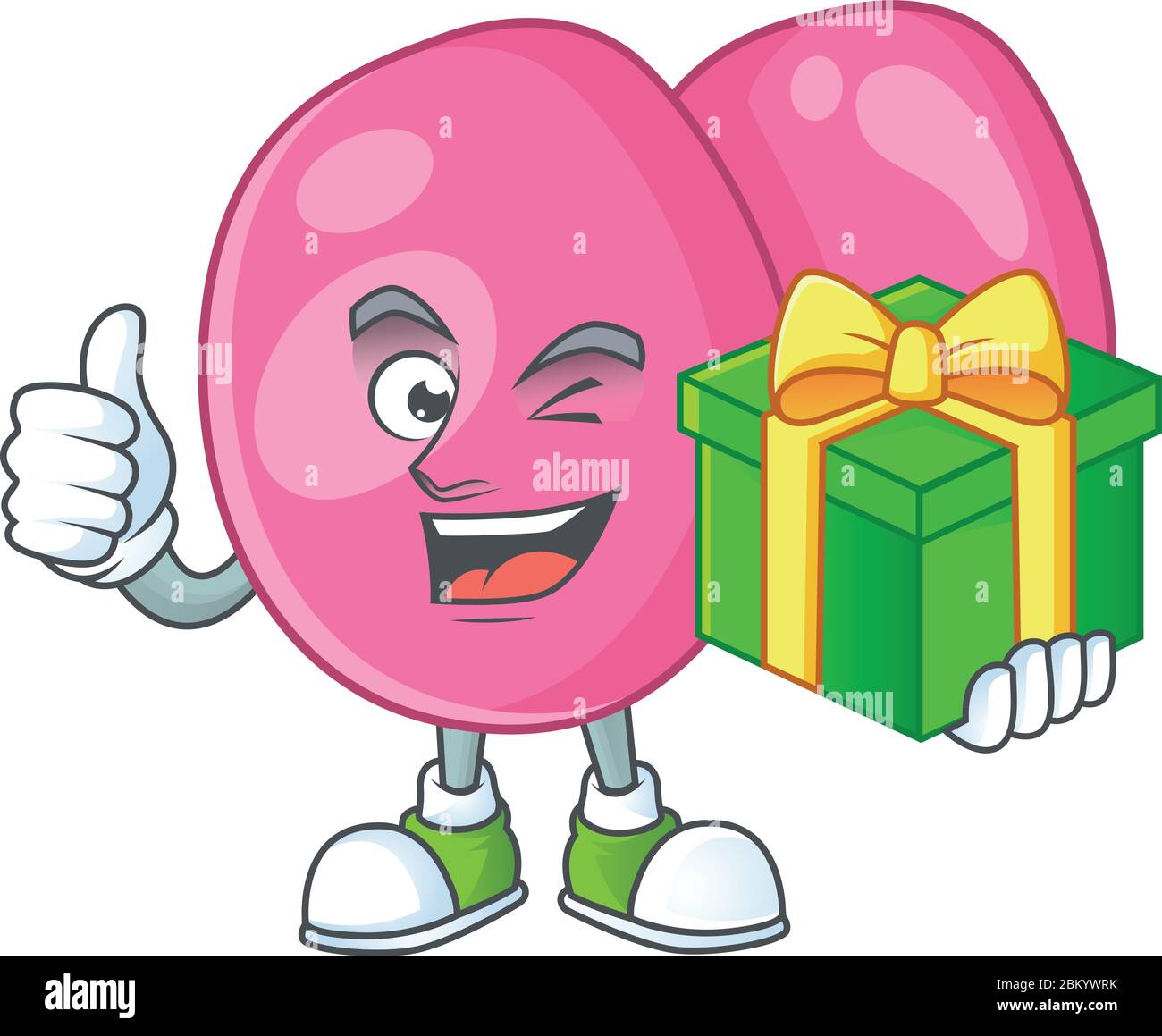 Smiley streptococcus pyogenes cartoon character holding a gift box ...