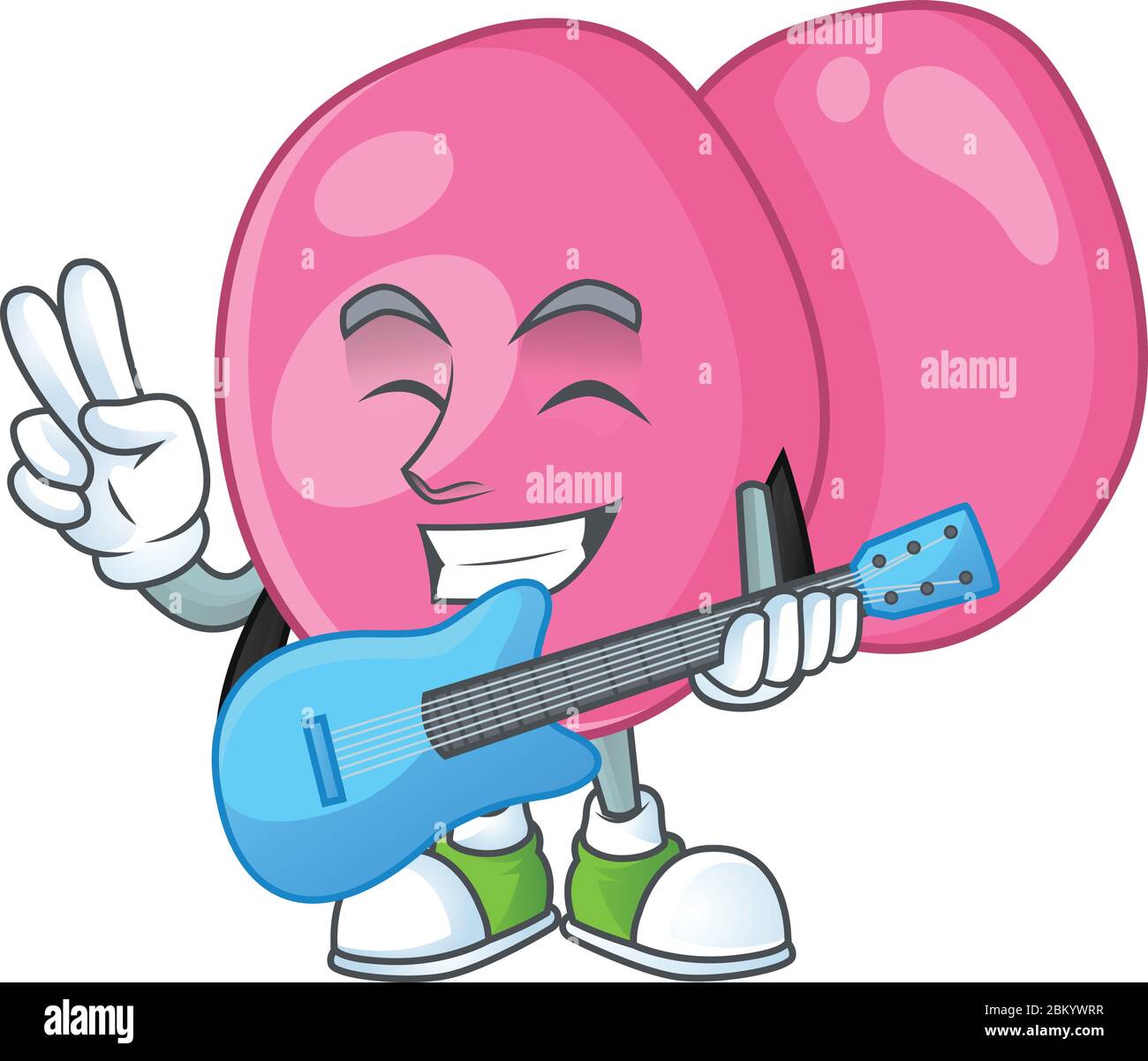 Happy face of streptococcus pyogenes cartoon plays music with a guitar ...