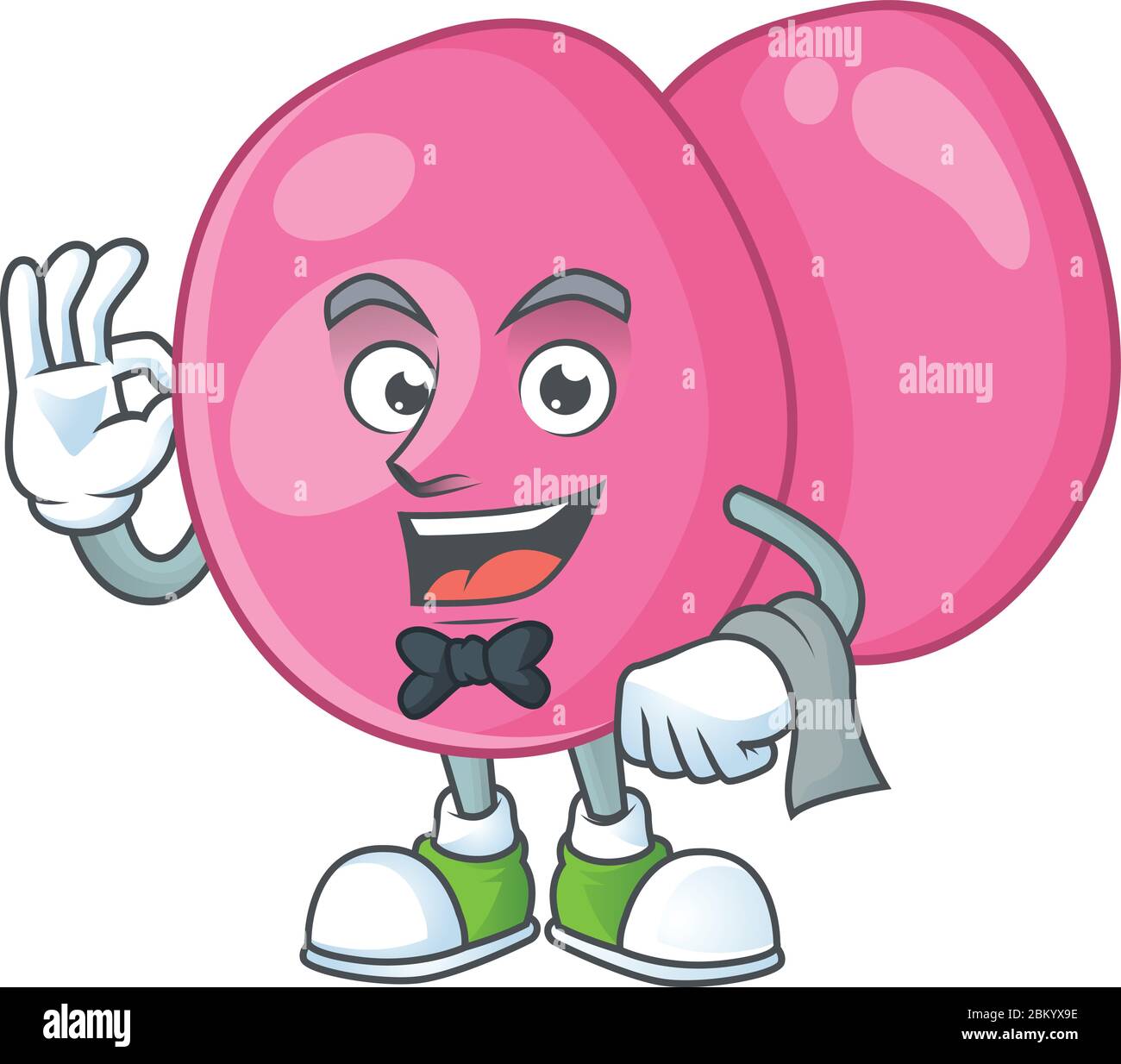 A streptococcus pyogenes waiter cartoon character ready to serve ...