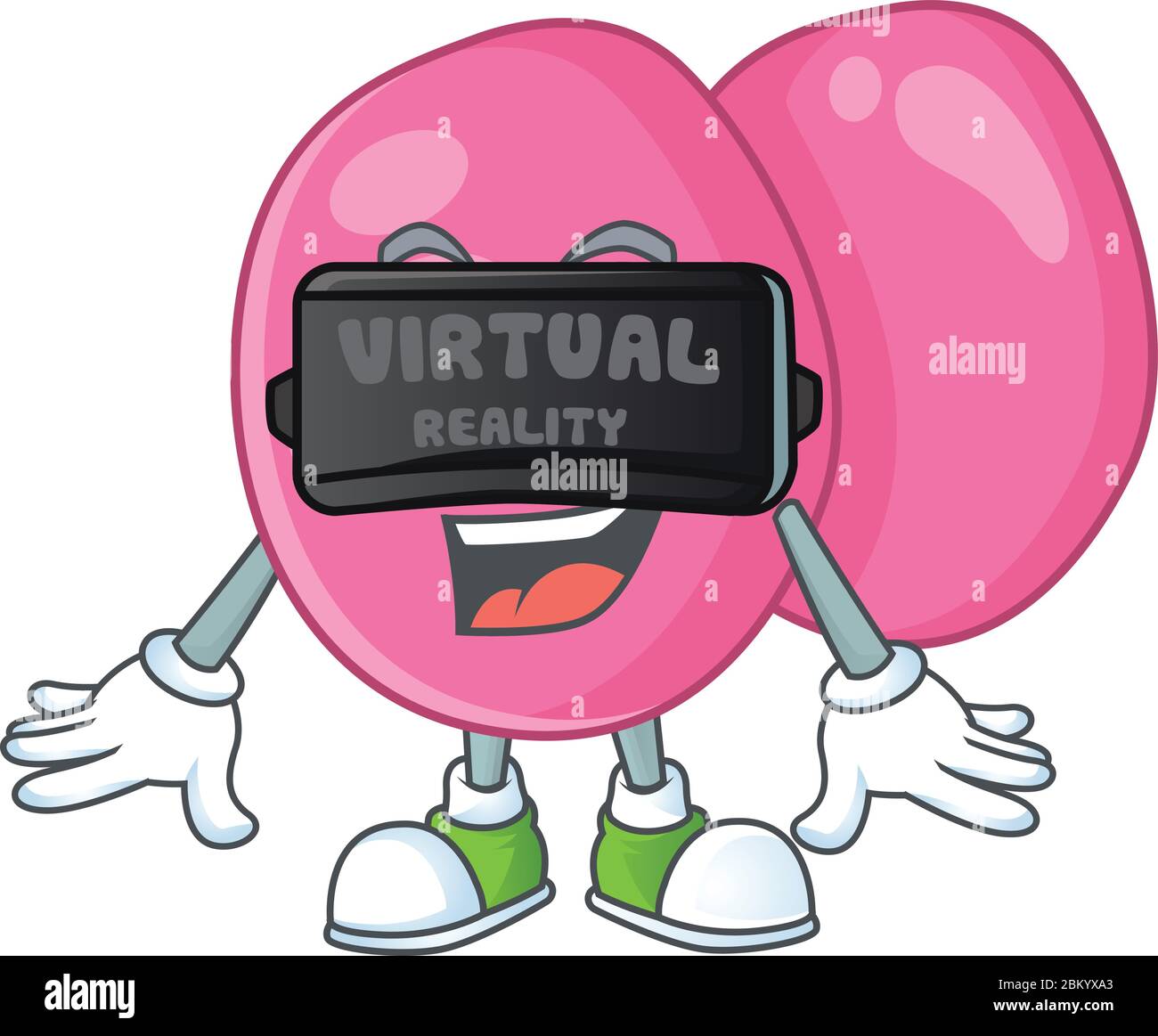 A cartoon mascot of streptococcus pyogenes enjoying game with Virtual ...