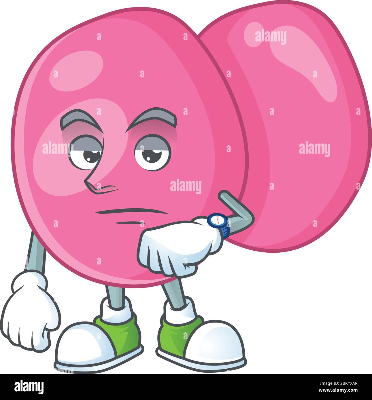 Streptococcus pyogenes with waiting gesture cartoon mascot design ...