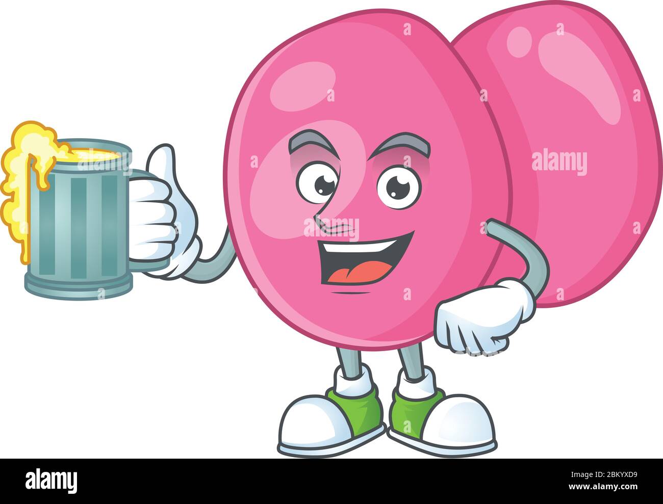 Happy streptococcus pyogenes mascot style toast with a glass of beer ...