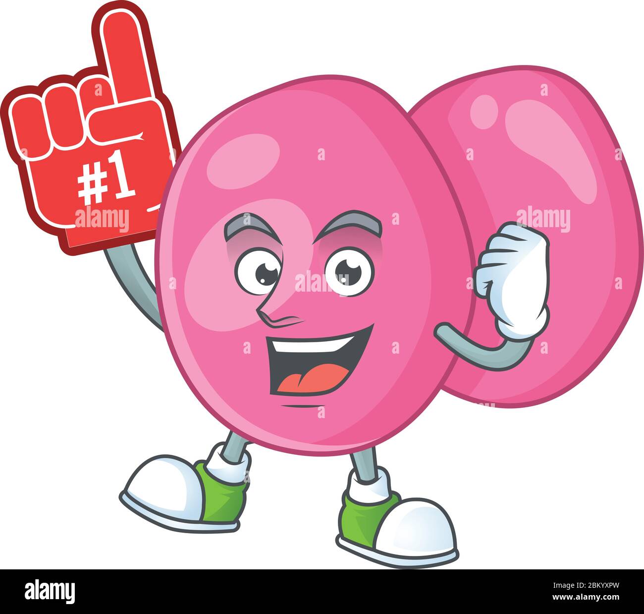 Cartoon character concept of streptococcus pyogenes holding red foam ...