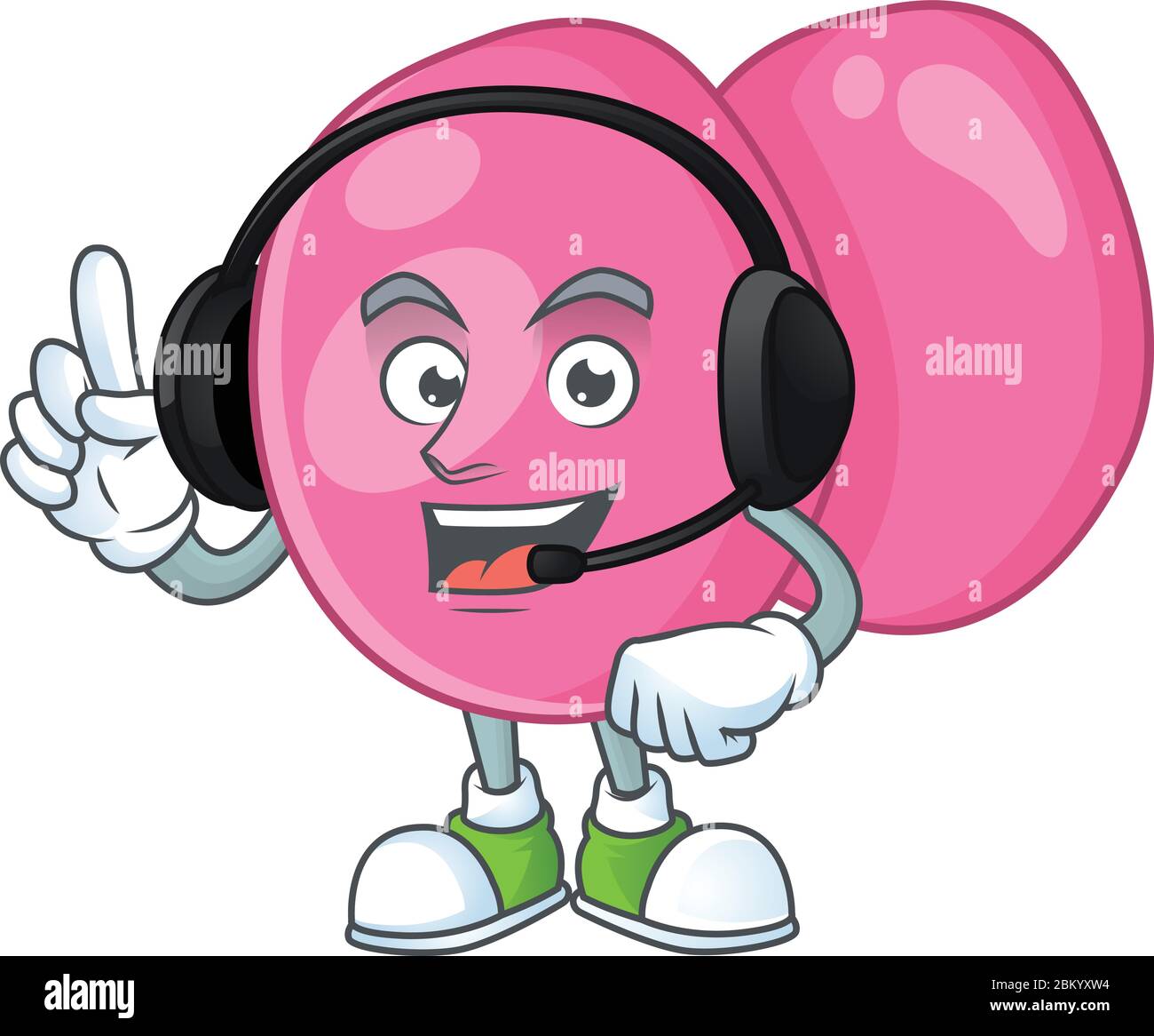 Streptococcus pyogenes cartoon character style speaking on headphone ...