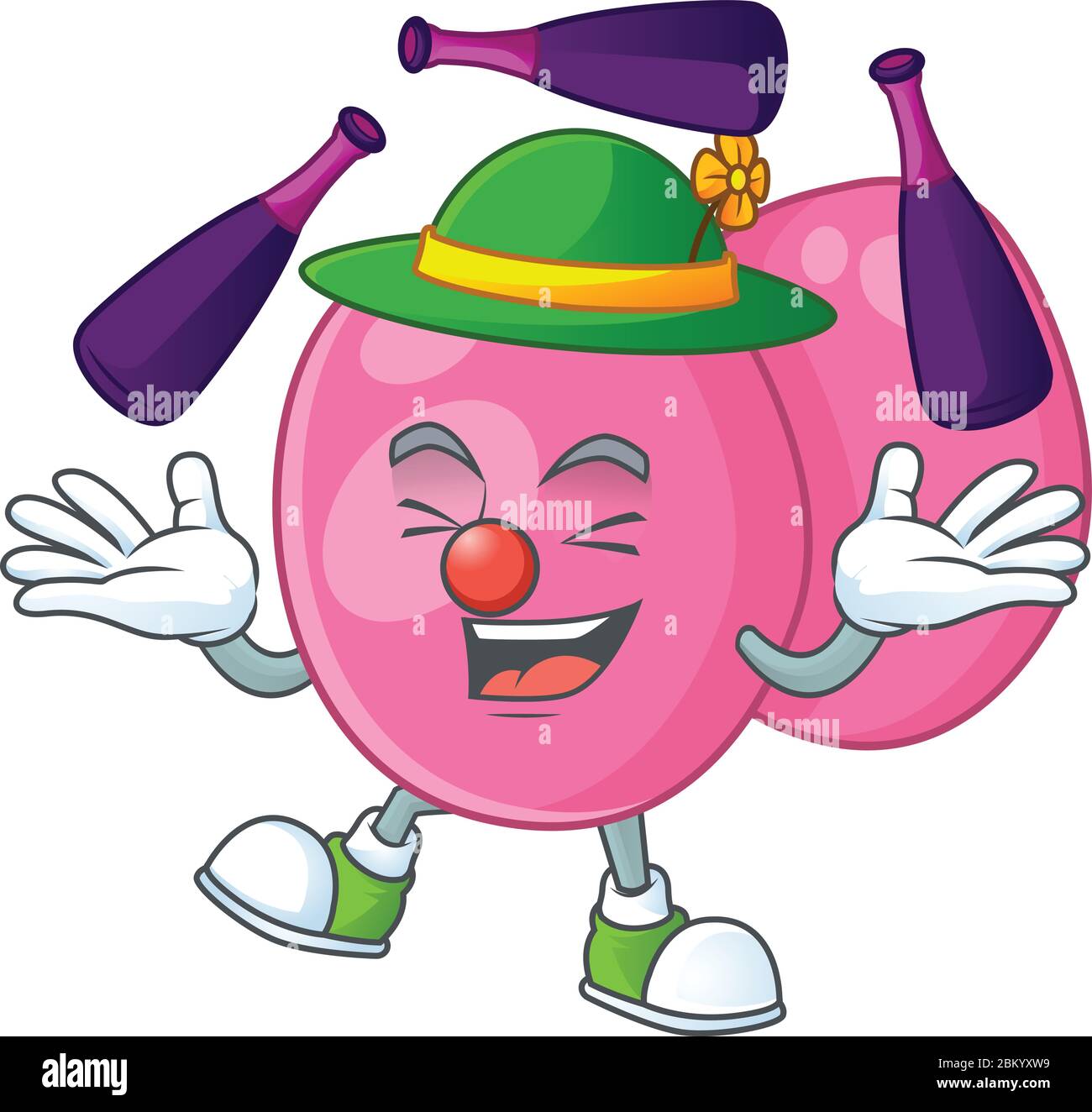mascot cartoon style of streptococcus pyogenes playing Juggling on ...