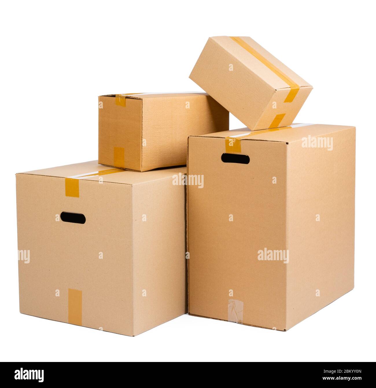 Stack of cardboard boxes isolated on white background Stock Photo - Alamy