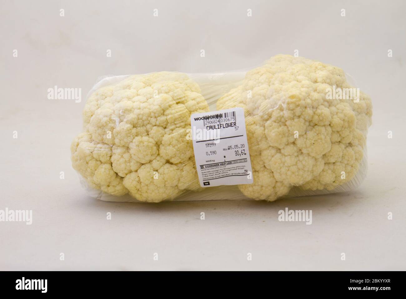 Alberton, South Africa - a packet of fresh cauliflower from Woolworths ...