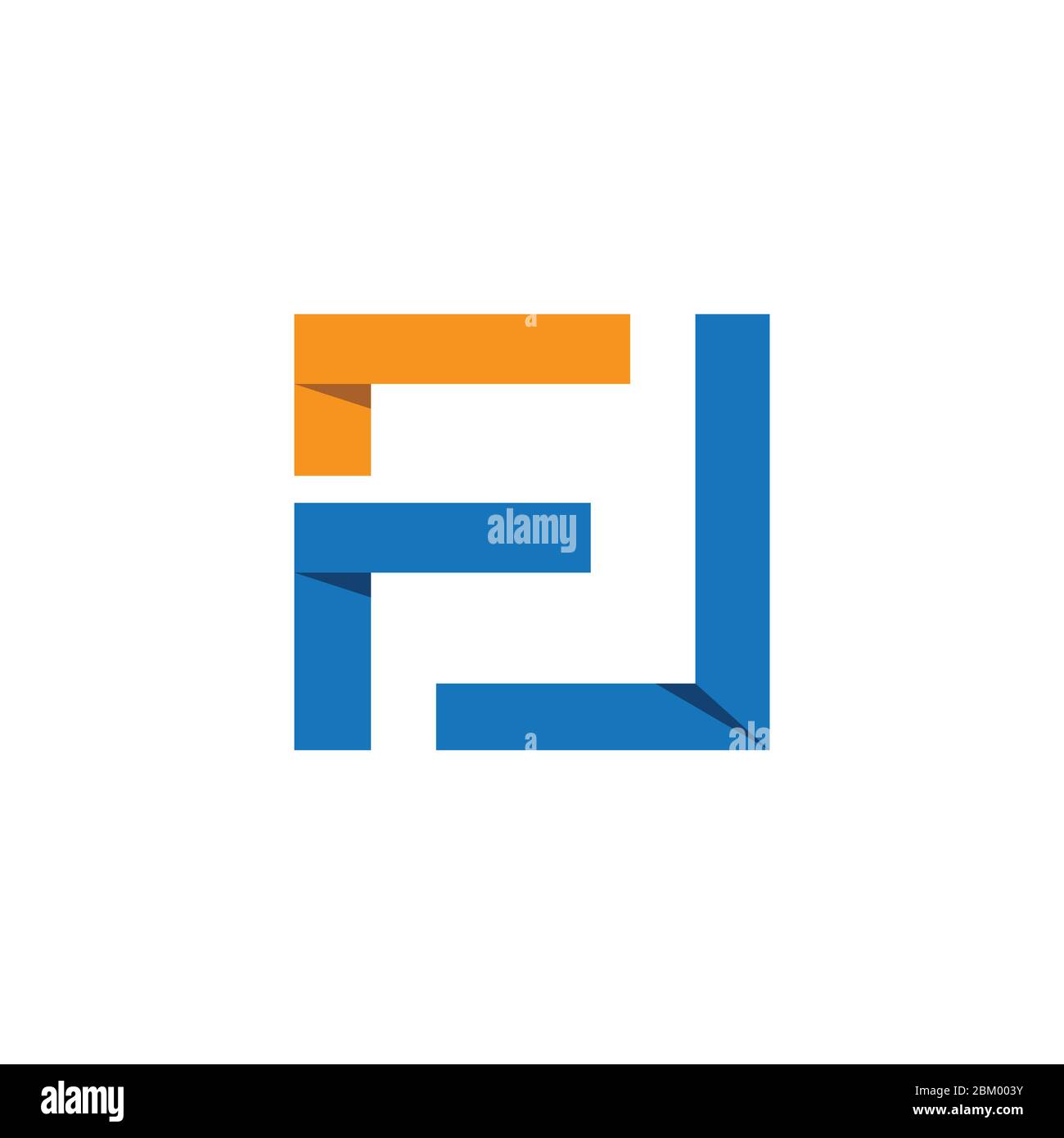 Letter F typography logo design with square shape isolated on a white ...