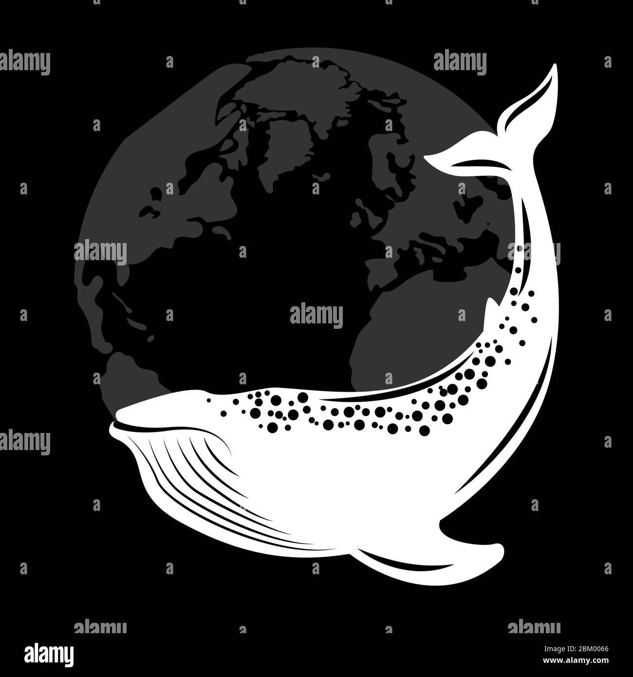 Whale on the background of the planet Earth. Vector illustration, flat ...