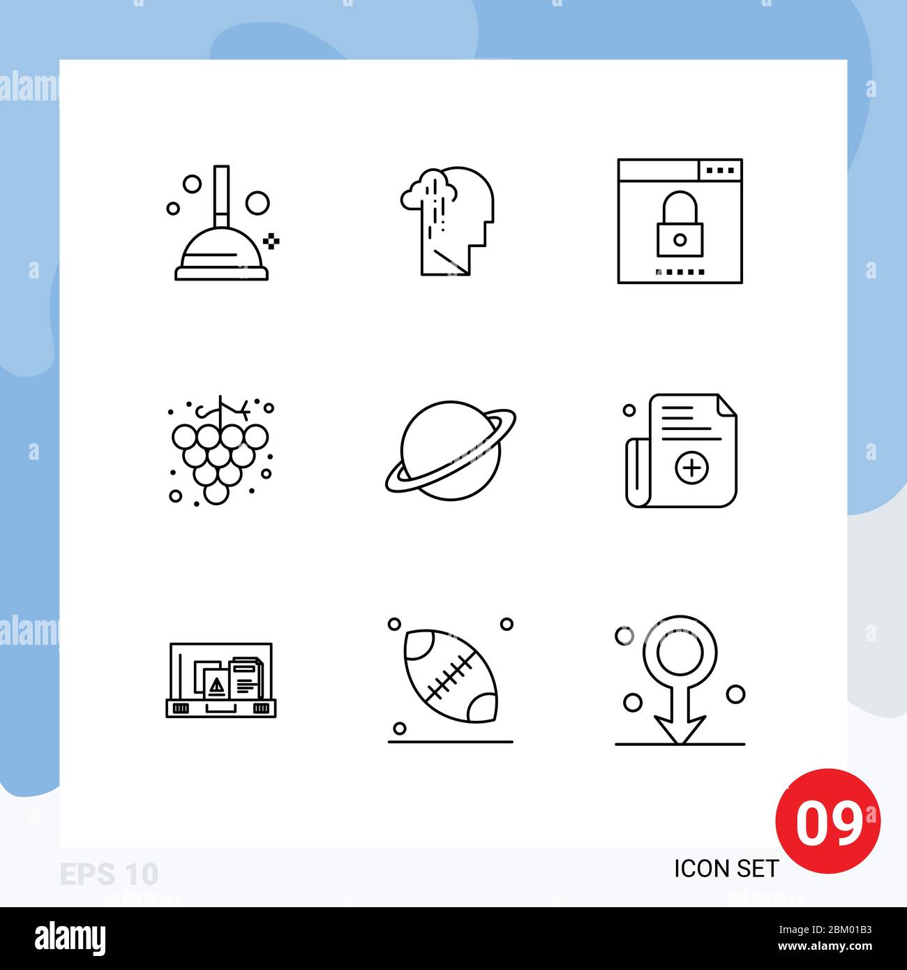 9 User Interface Outline Pack of modern Signs and Symbols of space ...