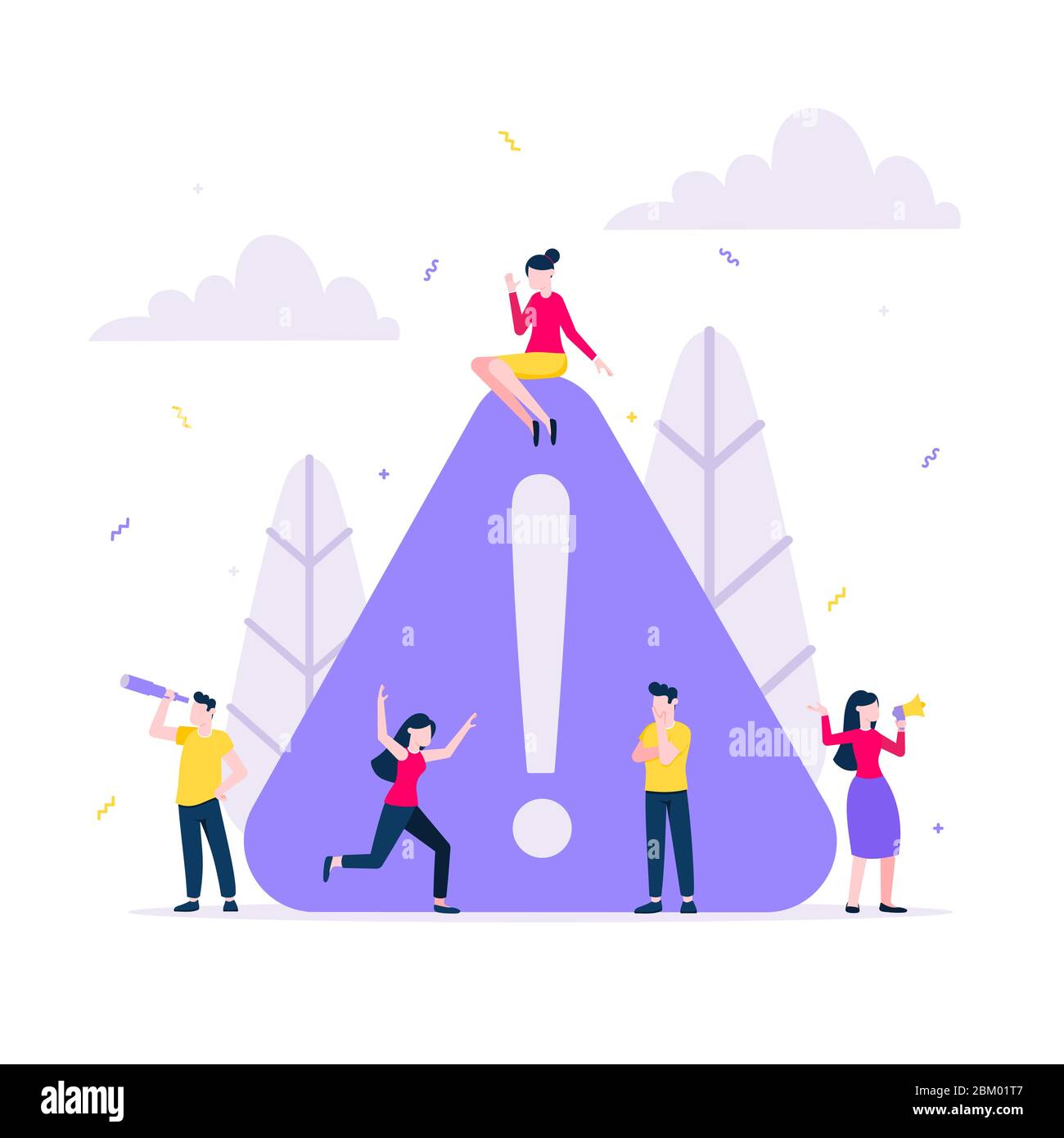Attention please concept vector illustration with tiny people with big ...