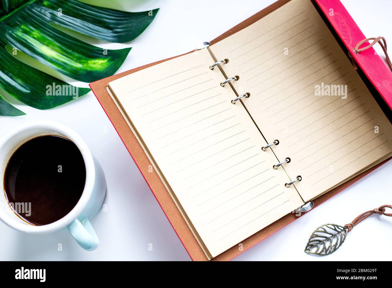 empty page in vintage notebook with space for your text Stock Photo - Alamy