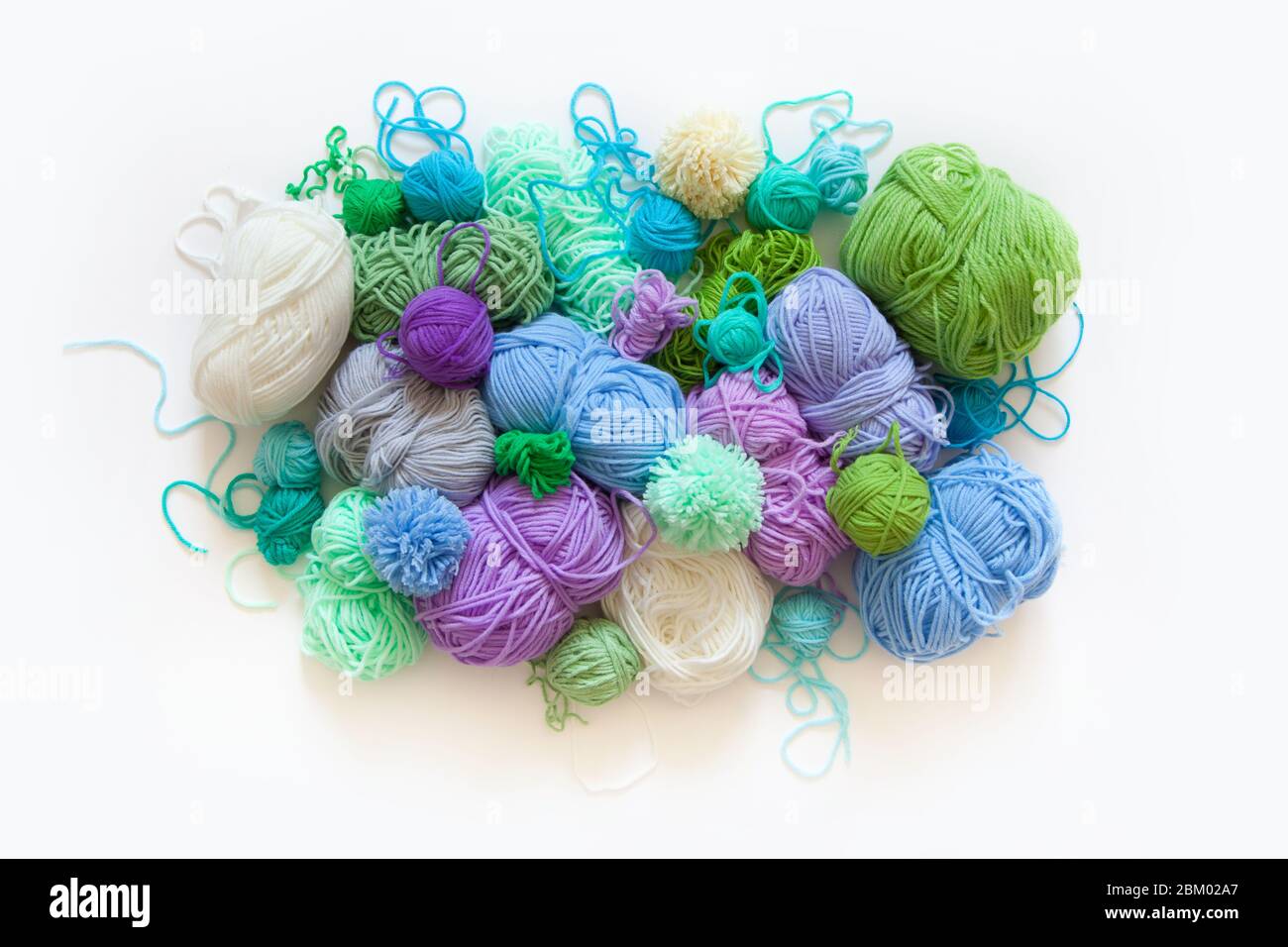 Yarn cold shades.. View from above. Rainbow colors. All colors. Yarn ...