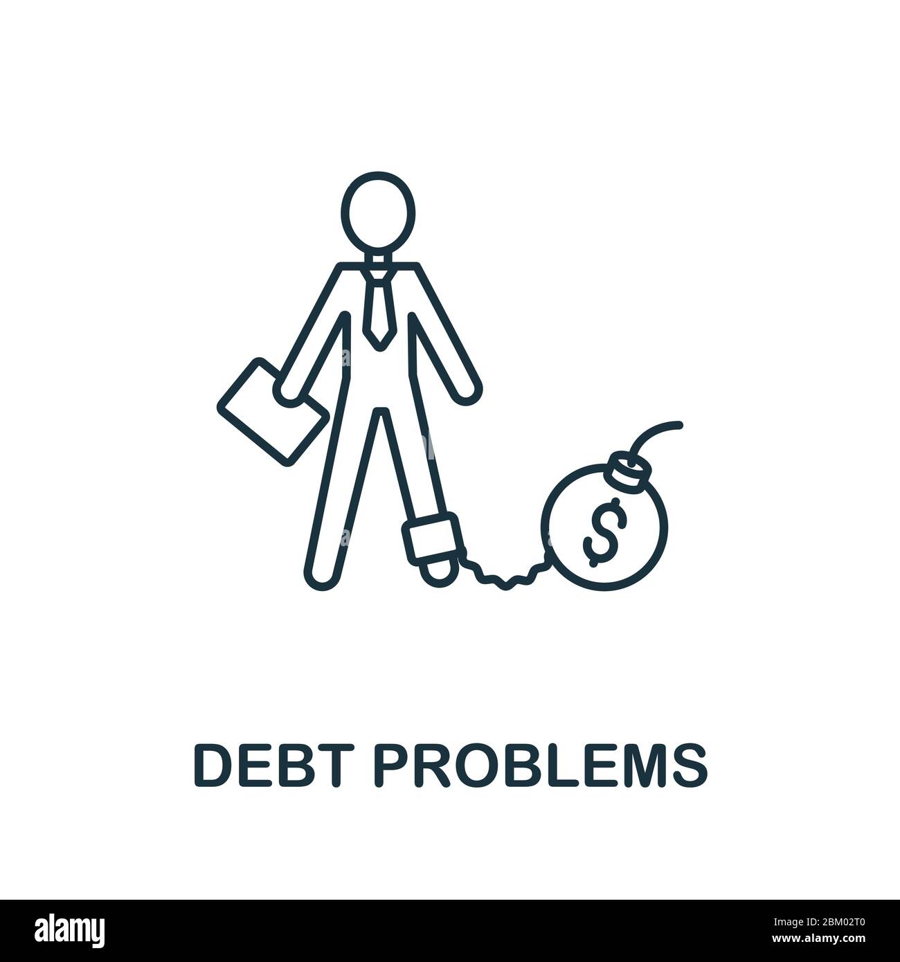 Debt Problems icon from global business collection. Simple line Debt ...