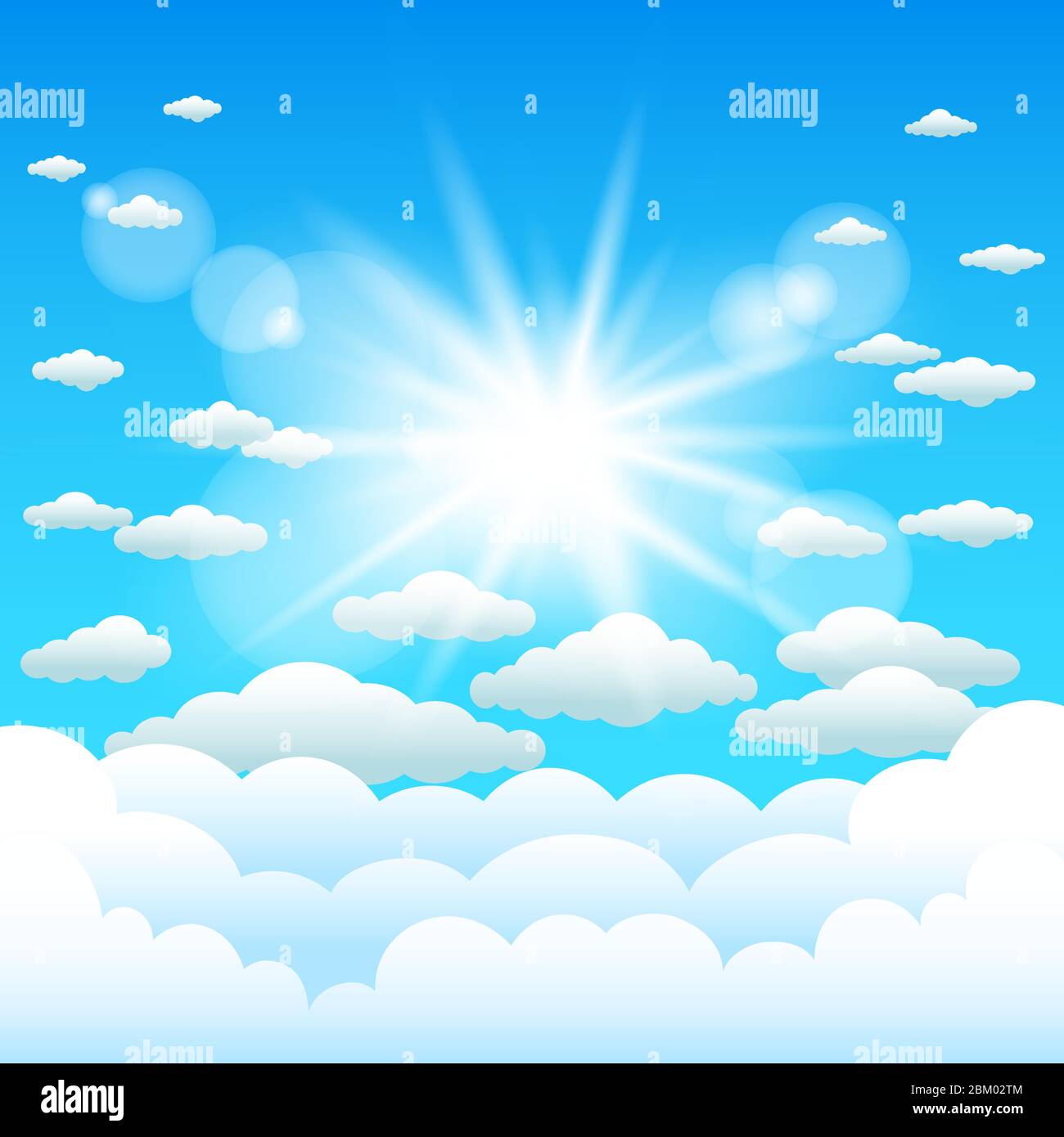 sun lights and cartoon clouds sky Stock Vector Image & Art - Alamy