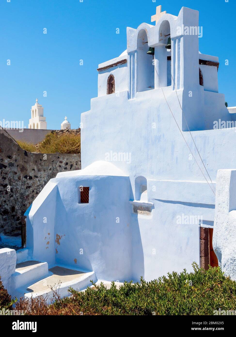 Pyrgos city view, Typical white santorini cave house. Santorini island ...