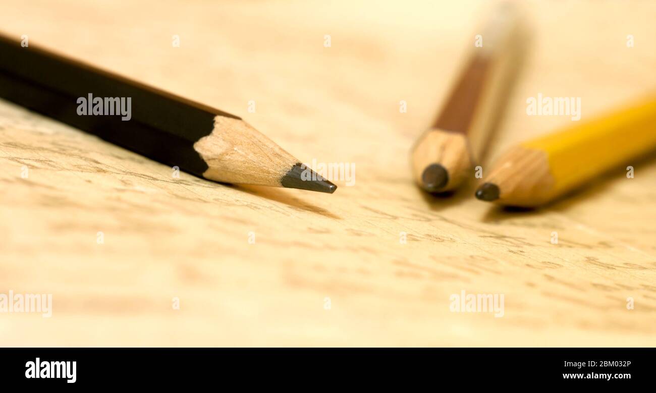 Calligraphy concept - web banner of pencils on handwritten letter Stock ...