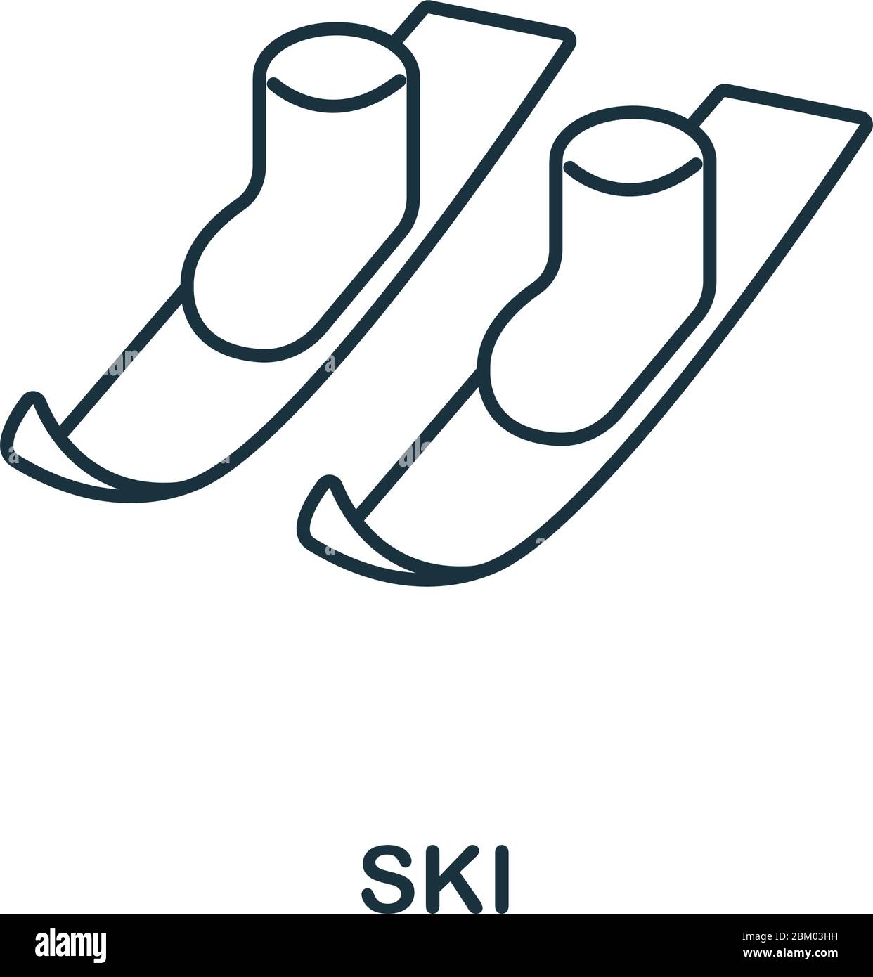 Ski icon from winter collection. Simple line element Ski symbol for ...
