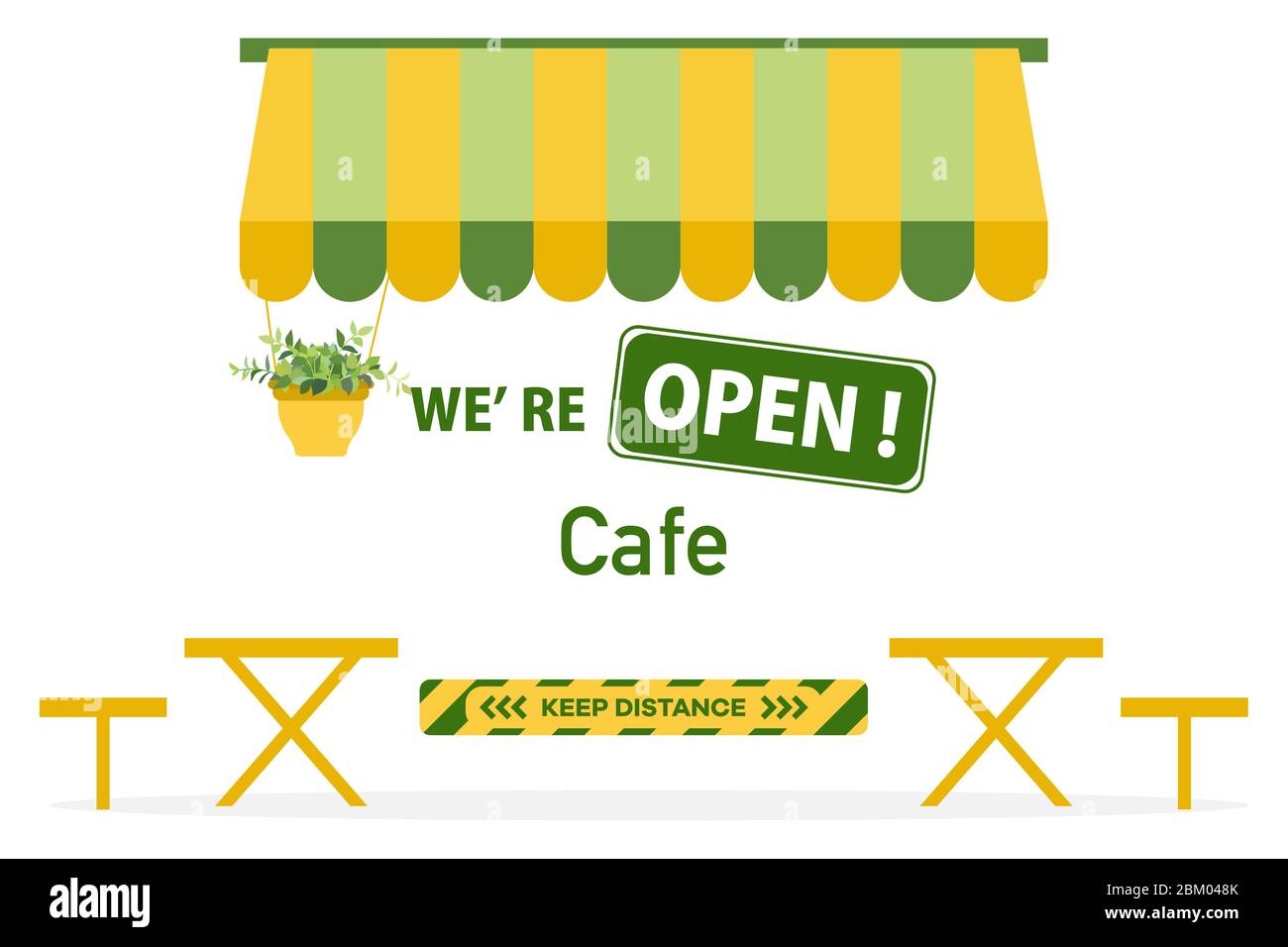 Vector illustration Reopening of cafe, restaurant after COVID-19 ...