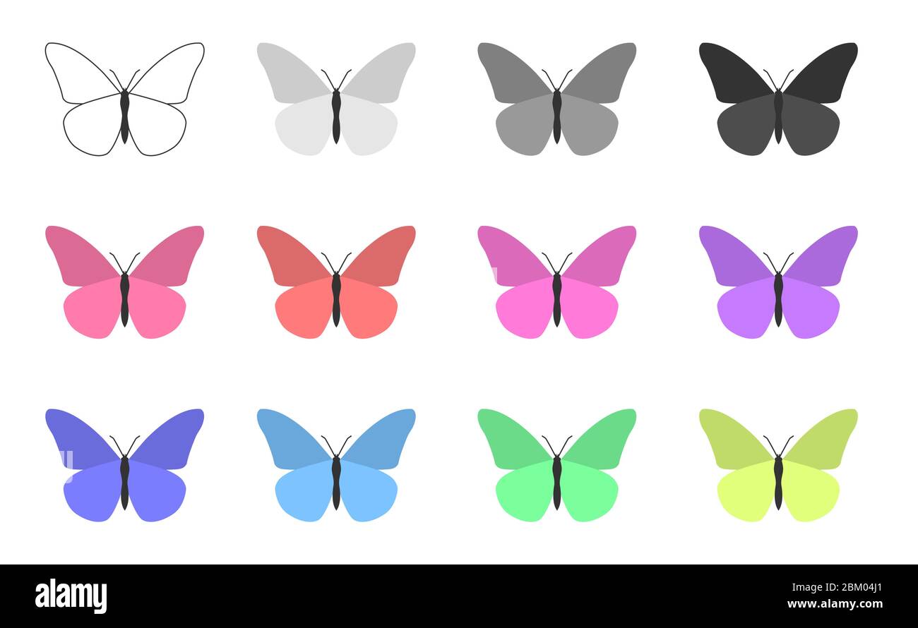 Colored butterfly set Stock Vector Image & Art - Alamy