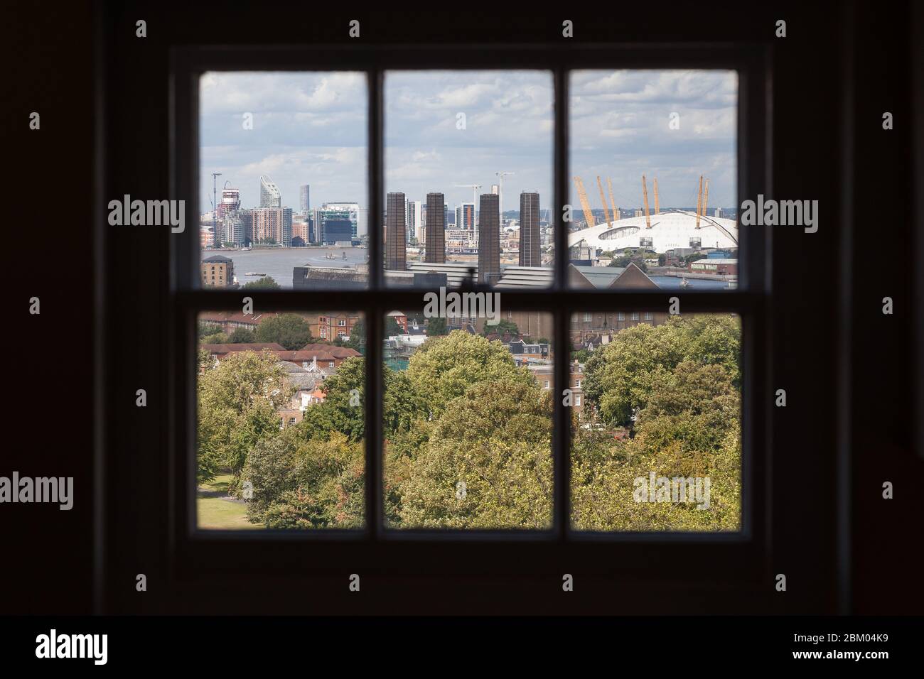 The Millennium Dome seen from a window of the Royal Greenwich ...
