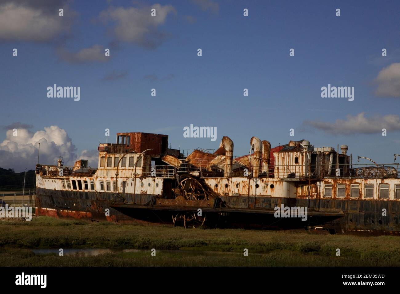 The sad remains of the paddlesteamer "Ryde", resting in a mud berth at ...