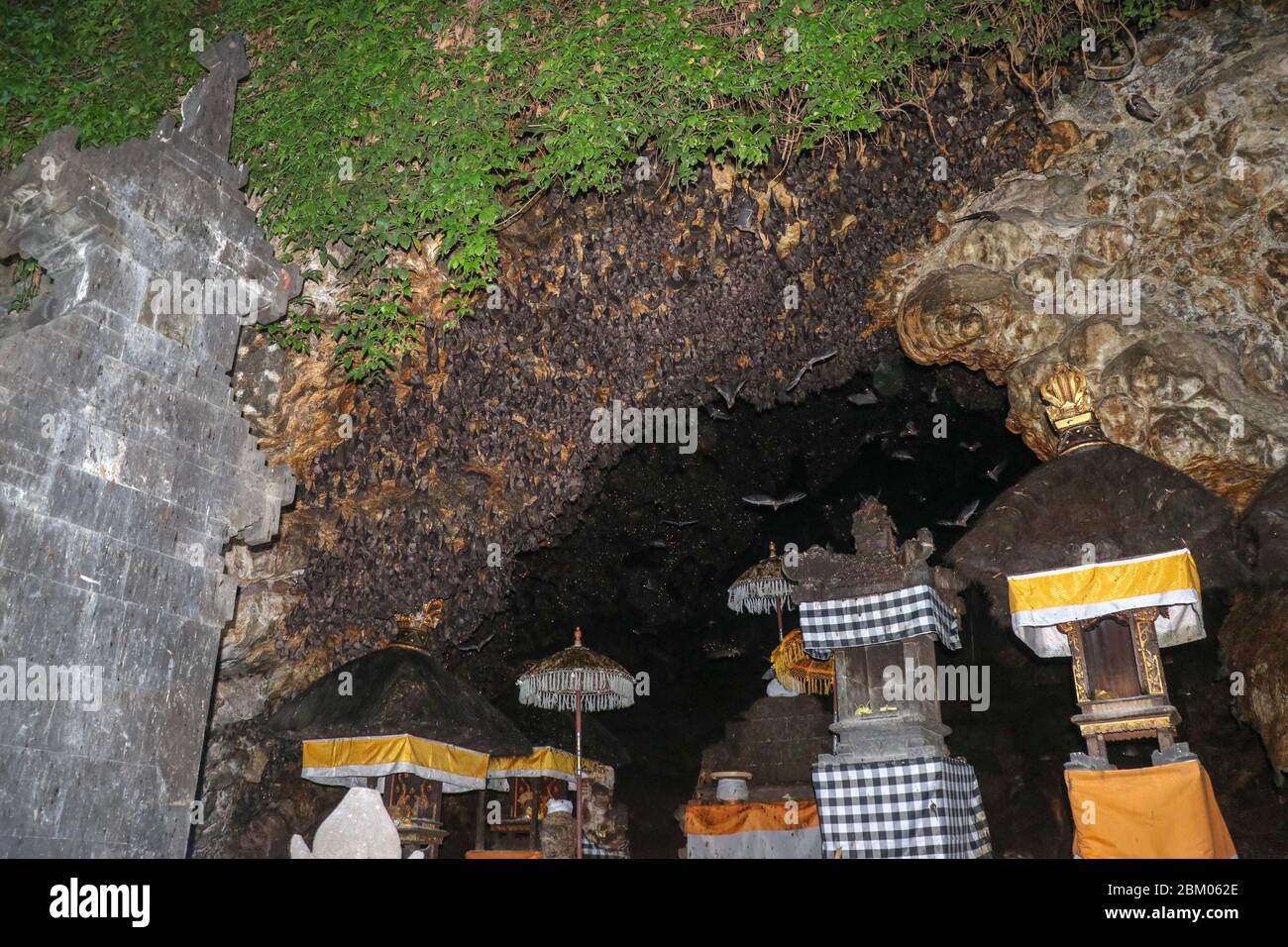 Altars at Pura Goa Lawah or Bat Cave Temple. Balinese Hindu temple ...