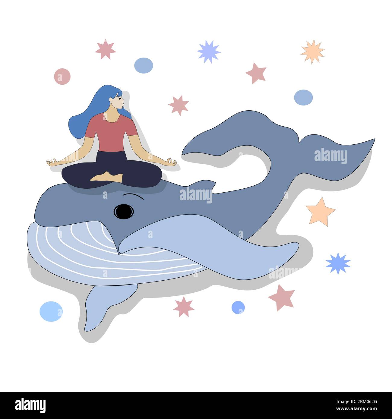 Poster with the image of a blue whale and girl in a yoga pose, for the ...