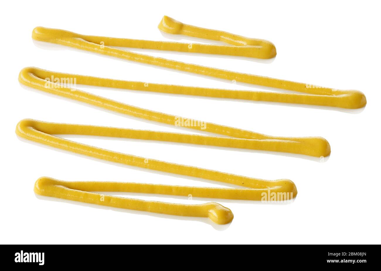Splash of mustard on isolated white background Stock Photo - Alamy