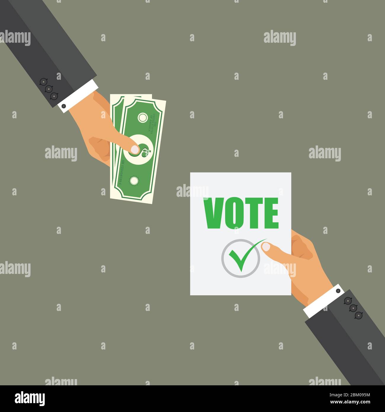 Buying vote concept. Corruption in the election day. Dirty candidate ...