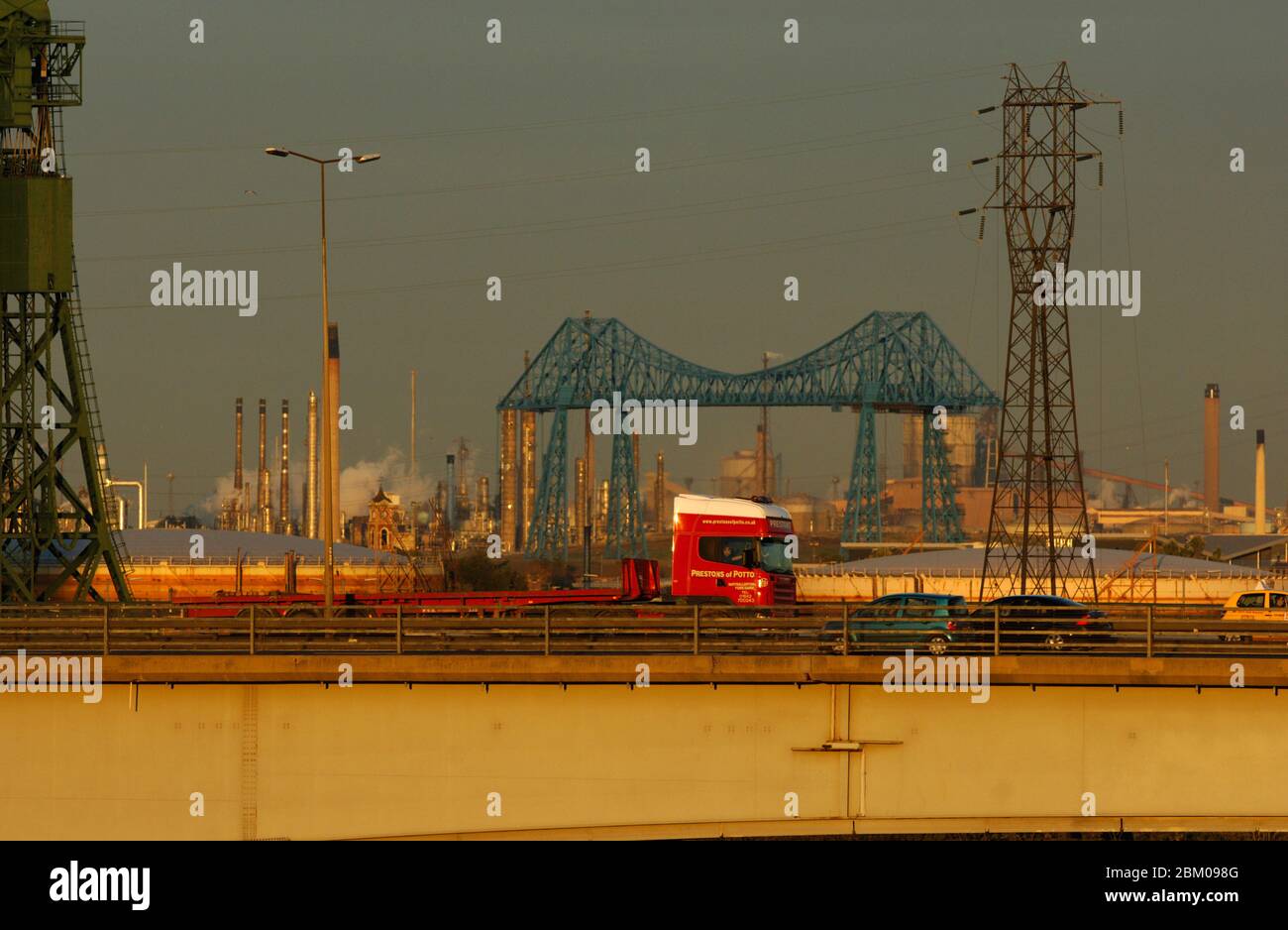 A19 Teesside flyover with Middlesborough transporter bridge in ...