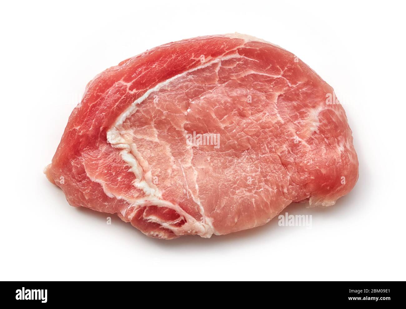 slice of raw pork meat isolated on white background, top view Stock ...