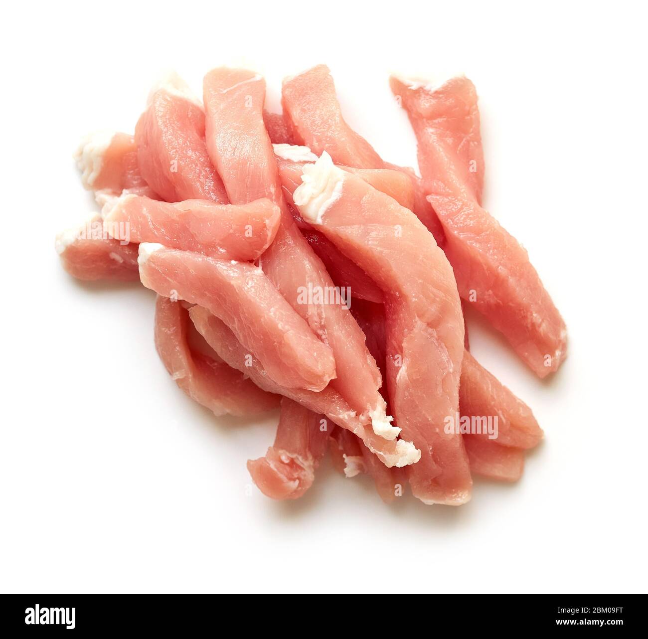 fresh raw pork meat pieces isolated on white background, top view Stock ...