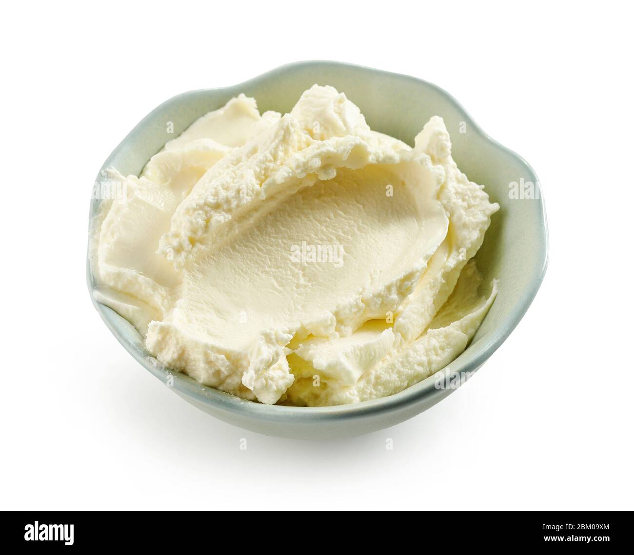bowl of fresh cream cheese isolated on white background Stock Photo - Alamy