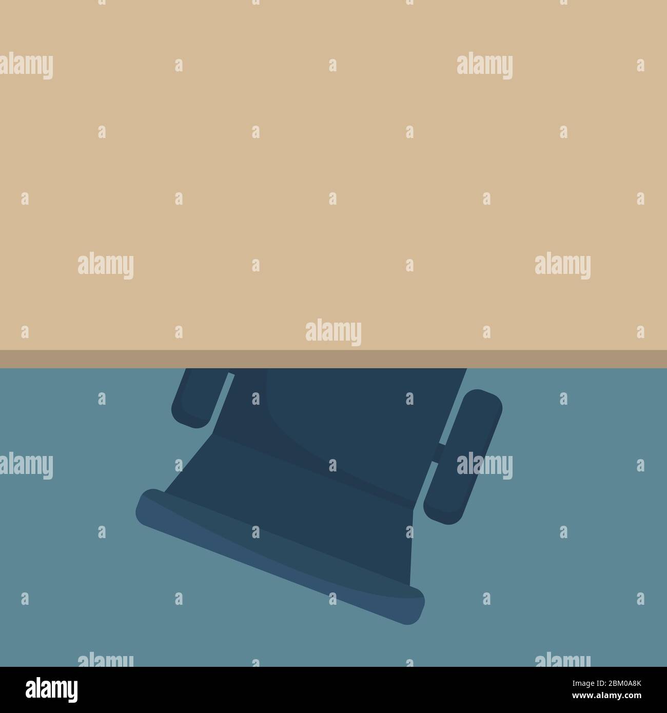 Top view of office chair and desk. Vector illustration in flat design ...