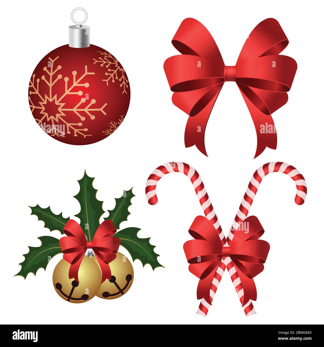 Christmas decoration set vector illustration isolated on white ...