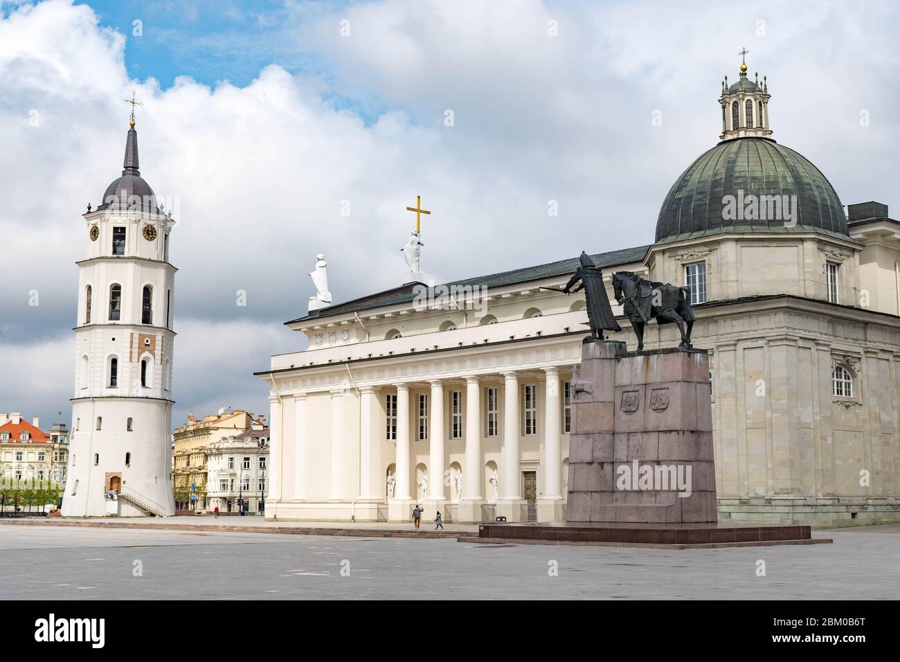 Cathedral Square, main square of the Vilnius Old Town, with tower ...