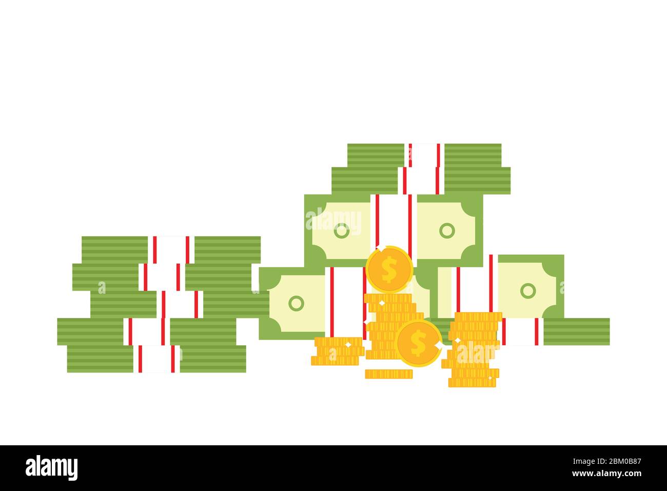 Coins and banknotes vector illustration isolated on white background ...