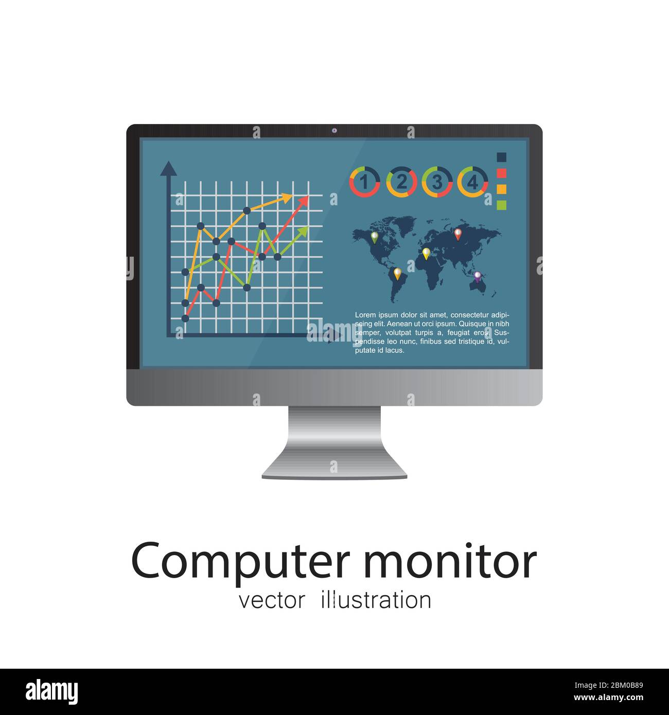 Computer monitor vector illustration isolated on white background Stock ...