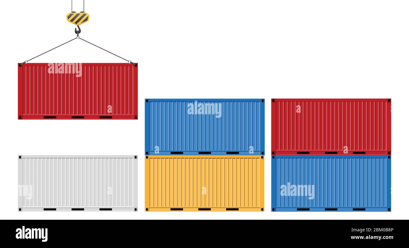 Container hanging on the hook vector illustration isolated on white ...