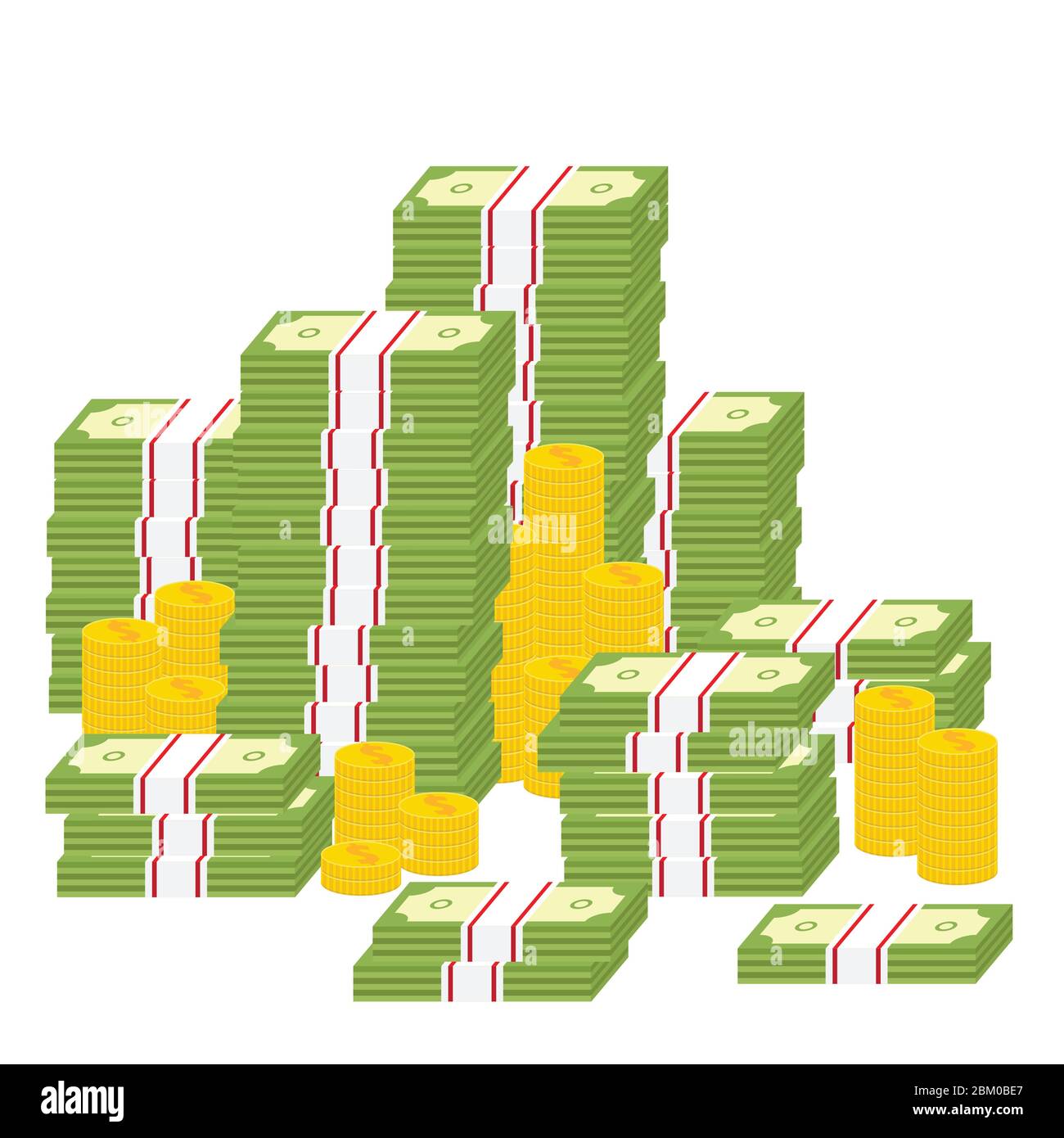 Coins and banknotes vector illustration isolated on white background ...