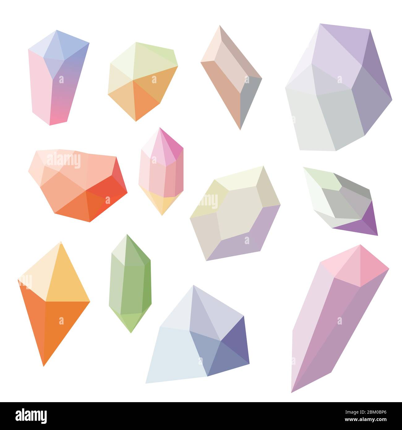 Colorful crystal stones set isolated on white background Stock Vector ...